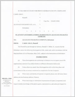 Example Product Liability Interrogatories | Miller & Zois